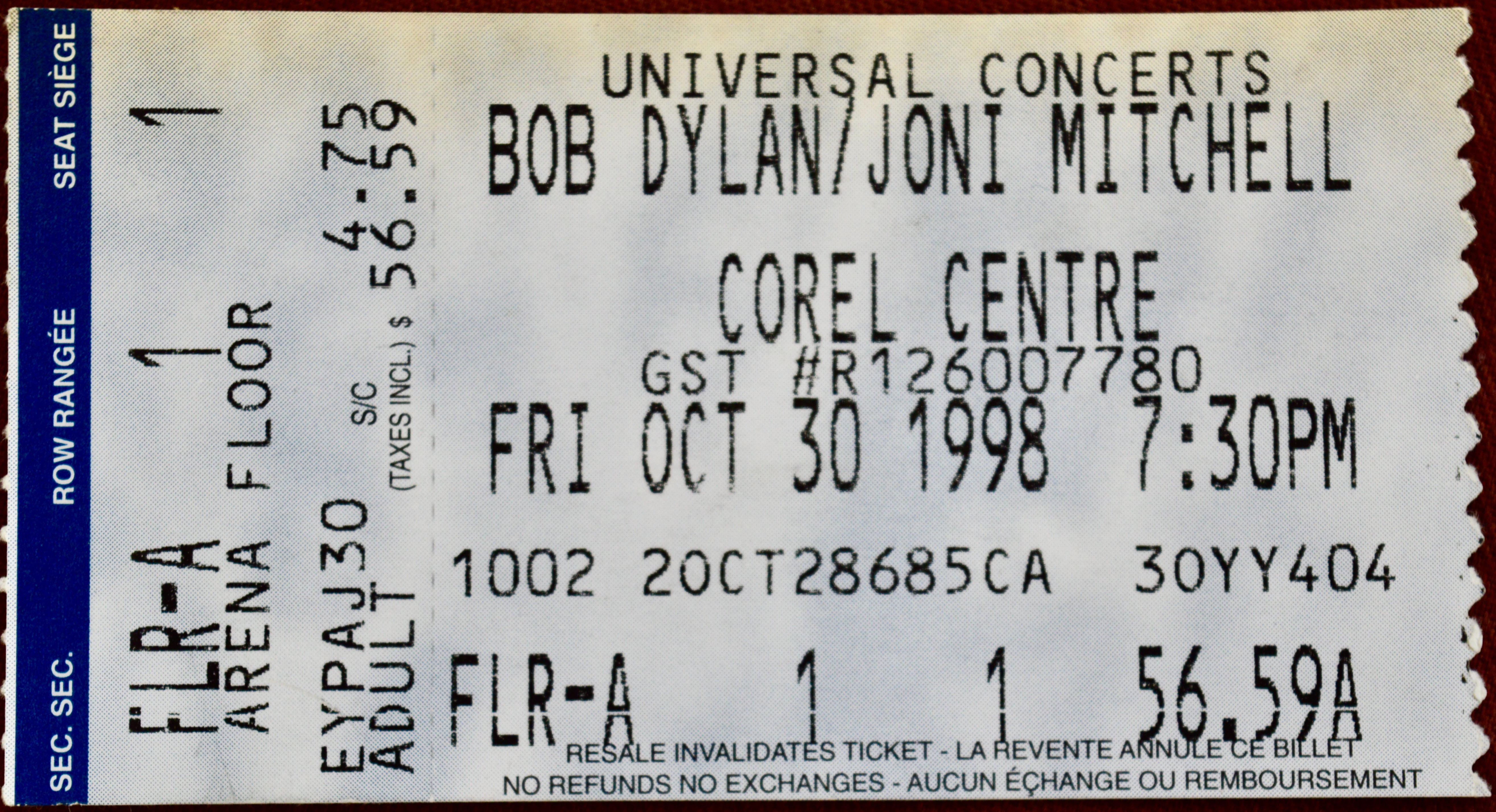 103098 Bob Dylan/Joni Mitchell, Ottawa, ON – Todd Man Out